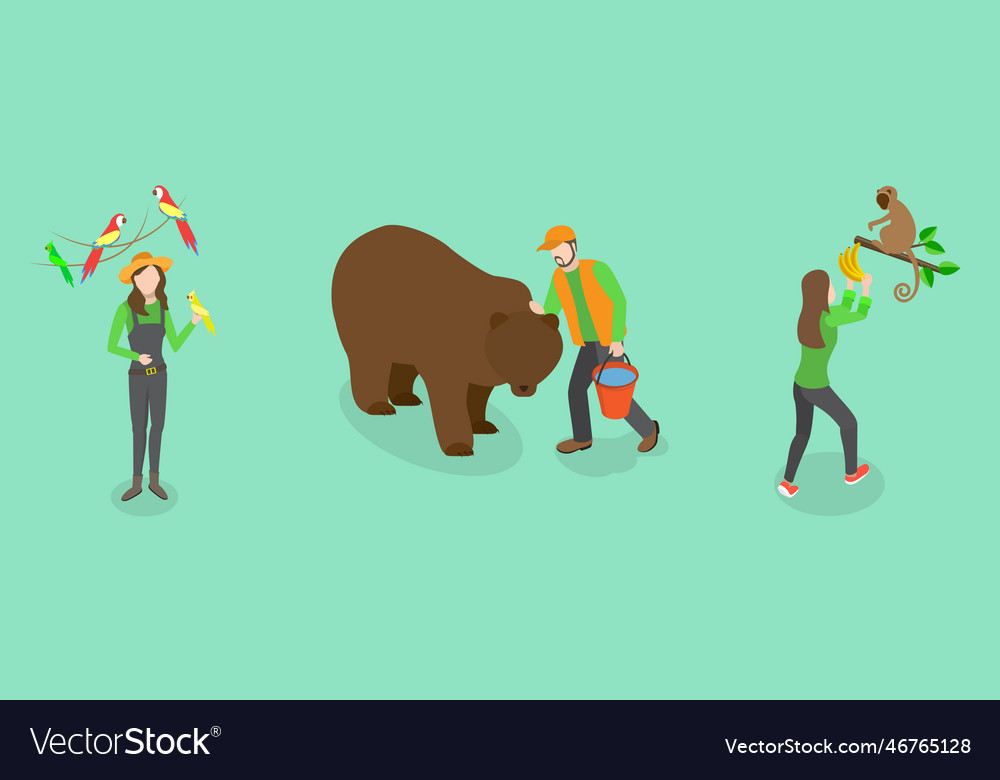 3d isometric flat set of zookeepers Royalty Free Vector 3d isometric flat set of zookeepers Royalty Free Vector