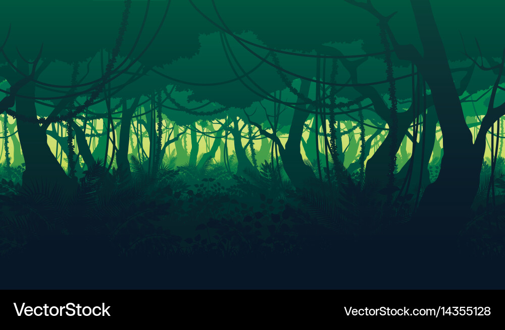 Background of landscape with deep jungle forest Vector Image