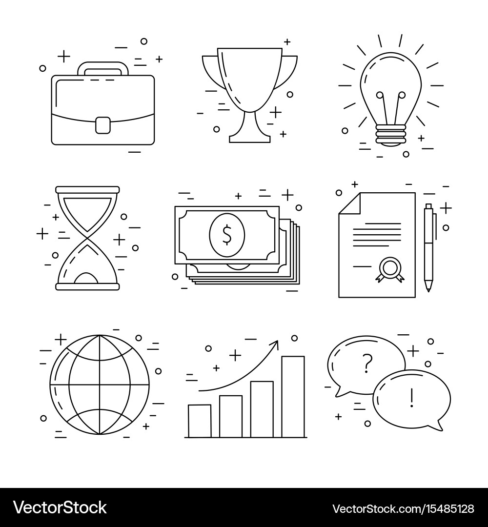 Business line design icons Royalty Free Vector Image