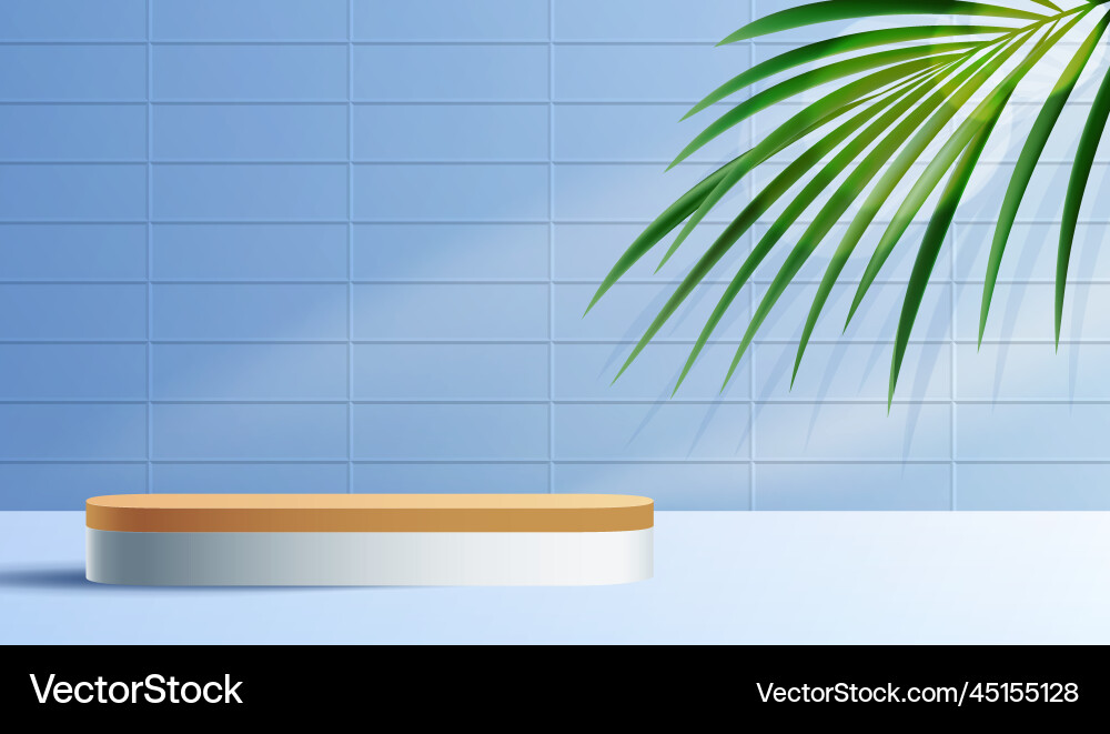 Cosmetic blue background and premium podium Vector Image