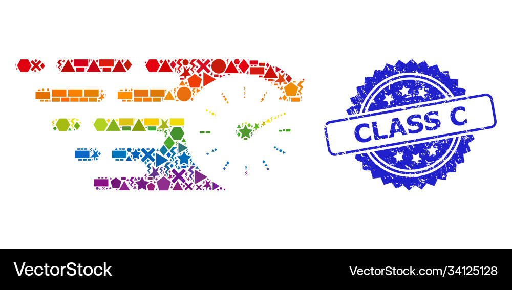 Distress class c seal and multicolored geometric Vector Image