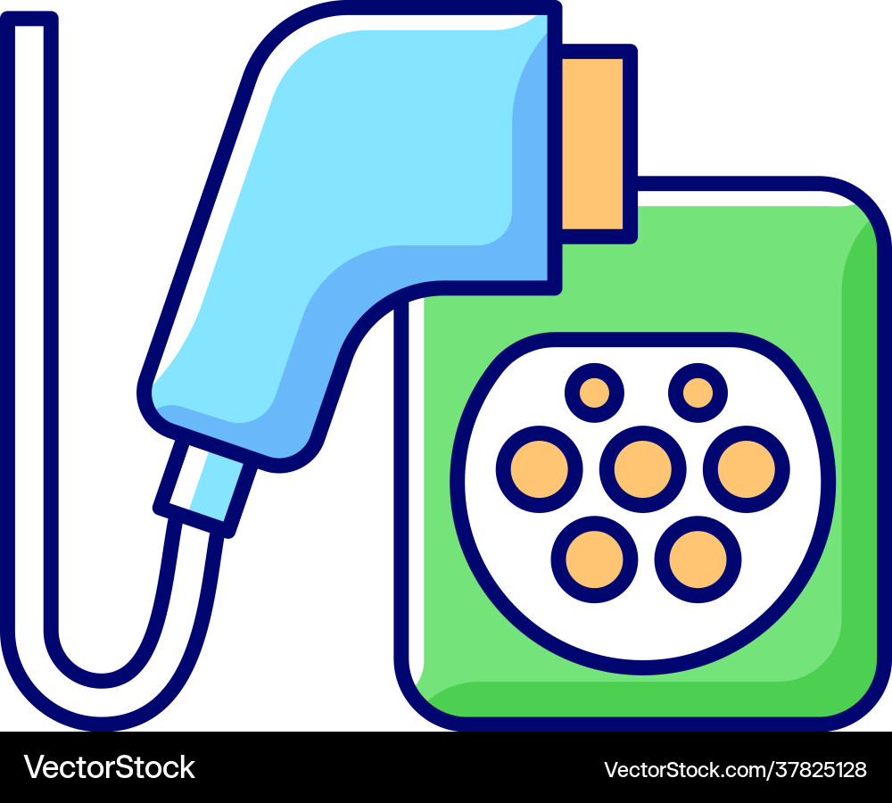 Ev charging connectors rgb color icon Royalty Free Vector
