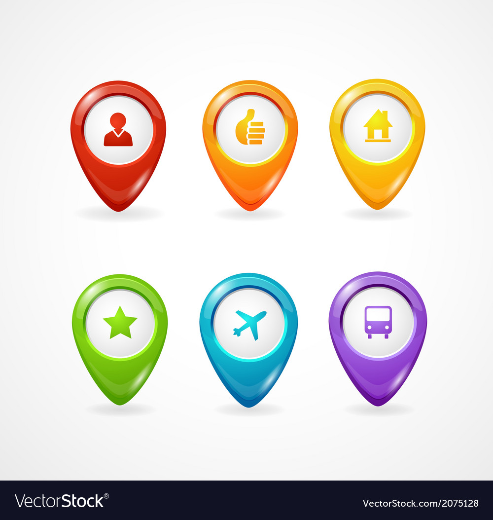 Glossy map pointer set icon pin Royalty Free Vector Image
