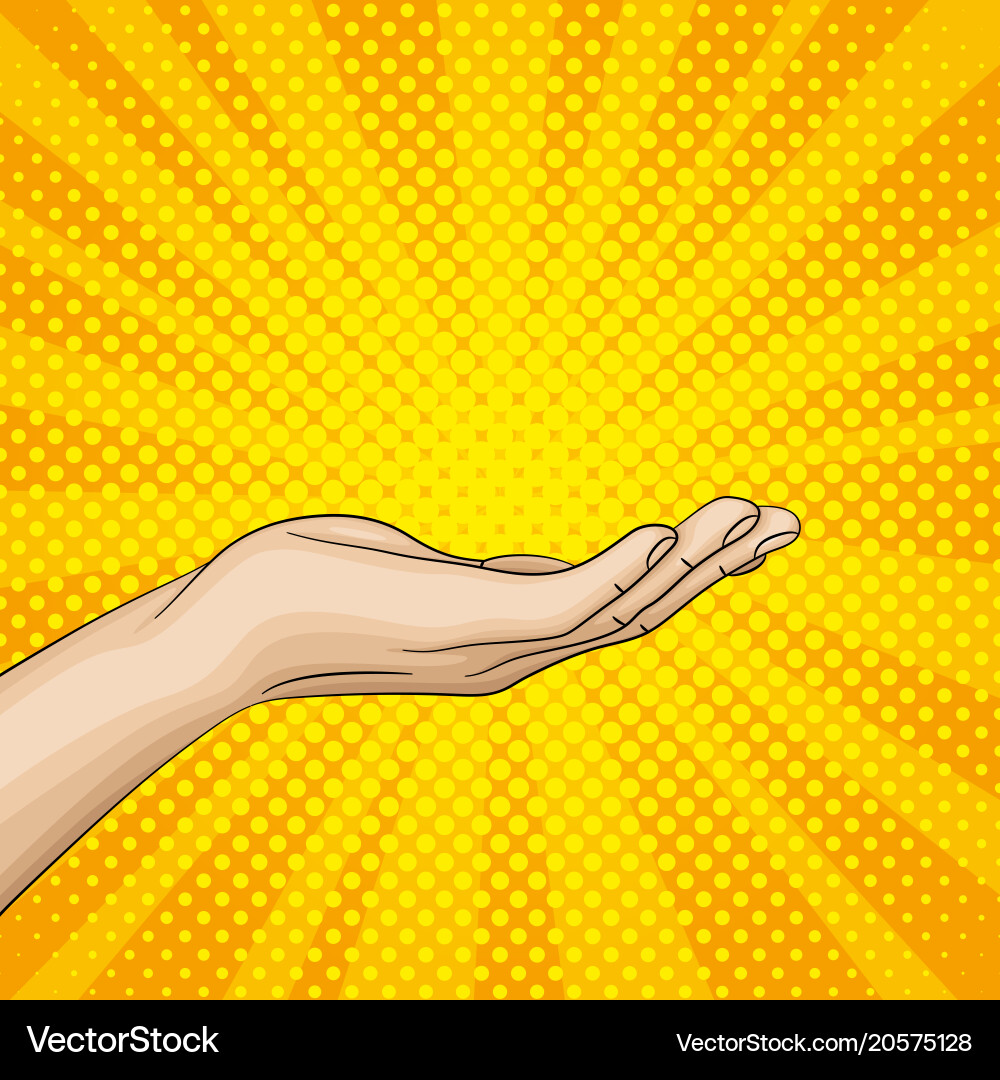 Hand turned palm upward open hand Royalty Free Vector Image