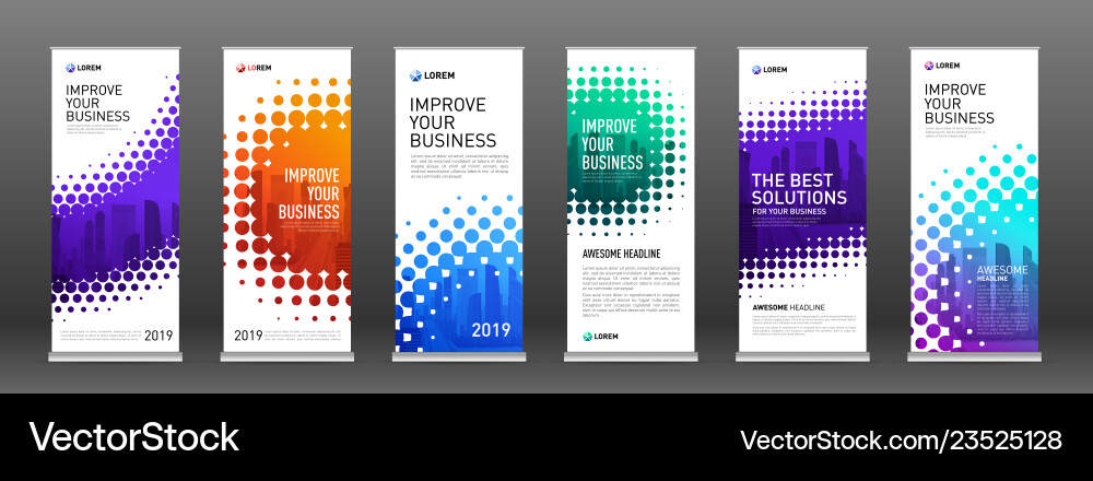Industrial roll up banners design templates set Vector Image