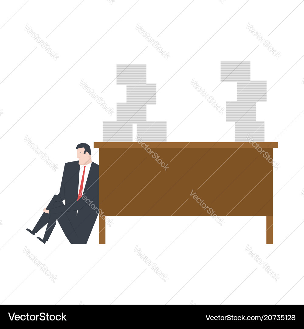 Lot of work manager is crying under table big Vector Image