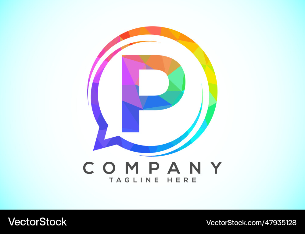 Low poly english alphabet with a bubble chat icon Vector Image