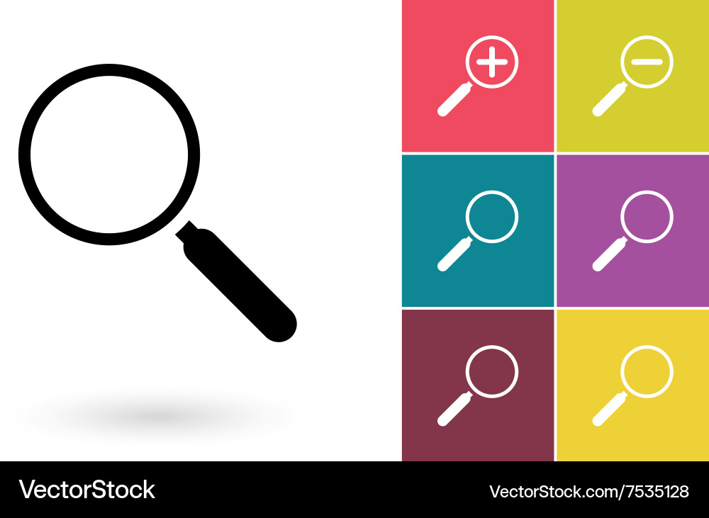 Magnify icon and zoom icons Royalty Free Vector Image