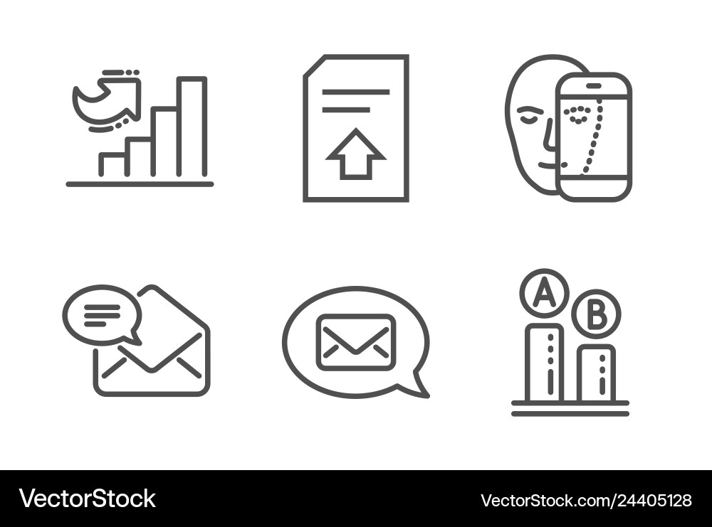 New mail messenger and growth chart icons set Vector Image