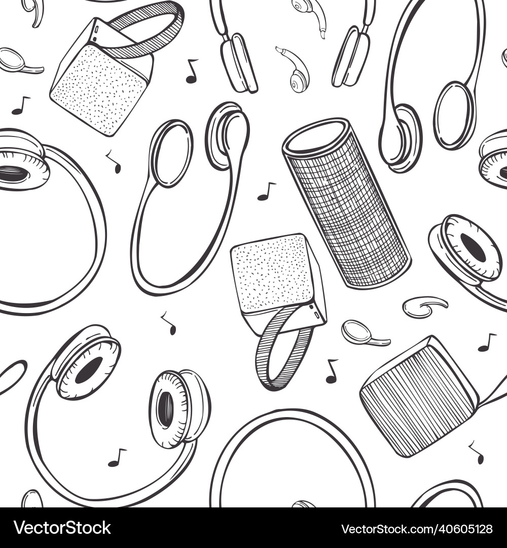 Portable speakers and headphones pattern Vector Image