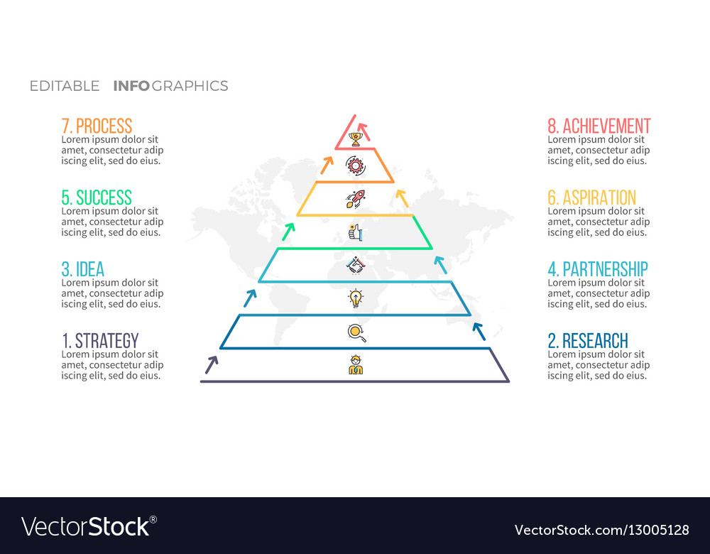 Presentation slide page with 8 steps parts Vector Image