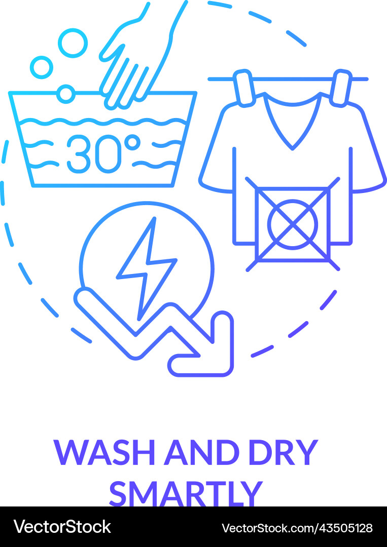 Wash and dry smartly blue gradient concept icon Vector Image