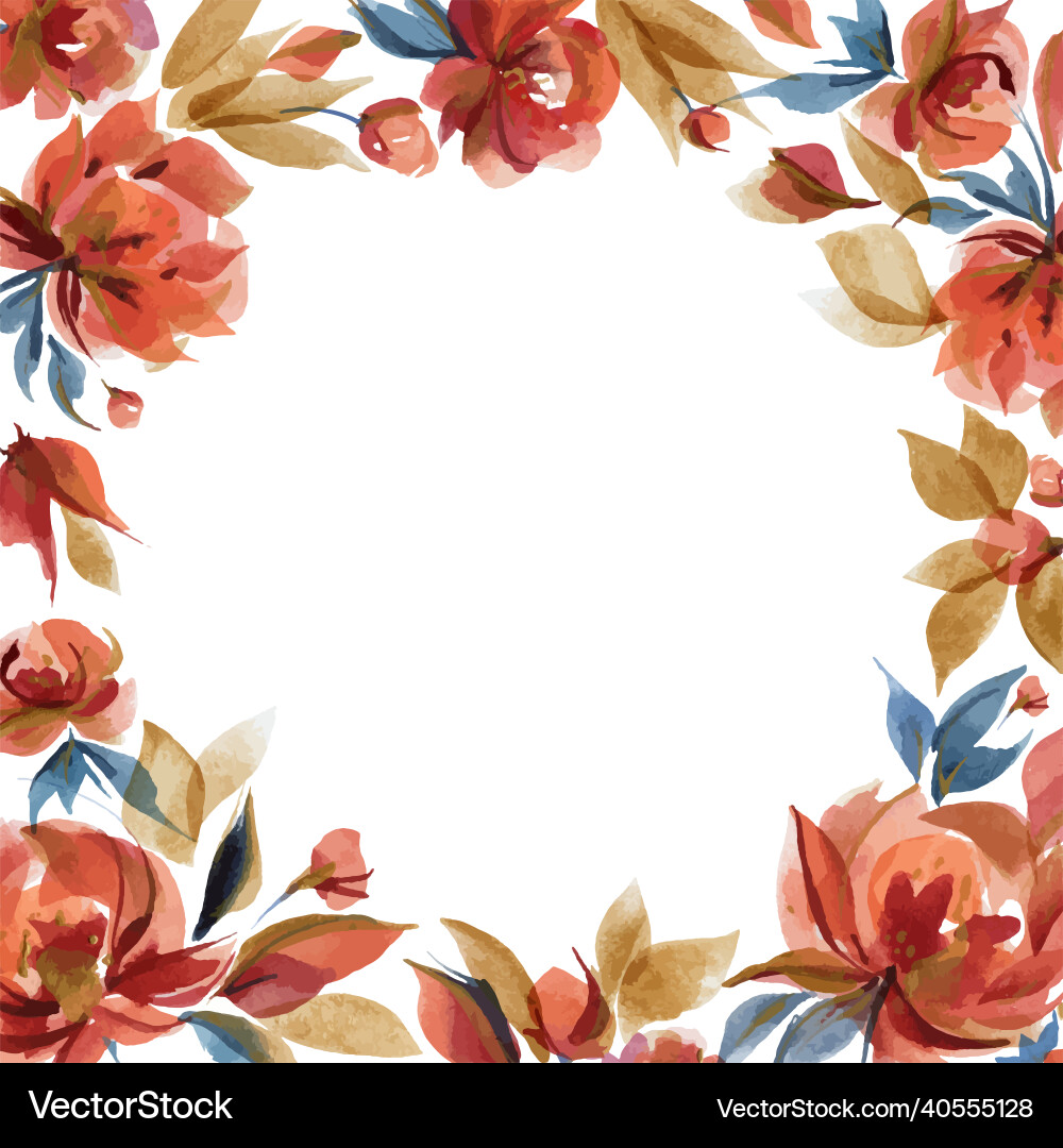 Watercolor square frame with traditional folk Vector Image