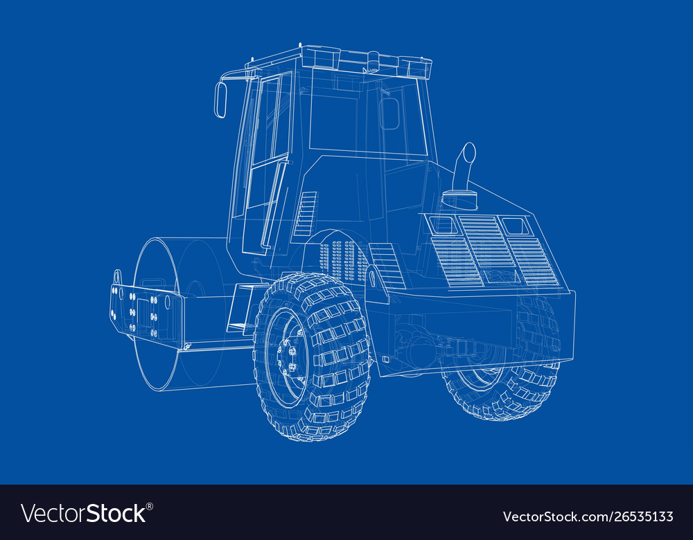 Construction machine asphalt compactor Royalty Free Vector