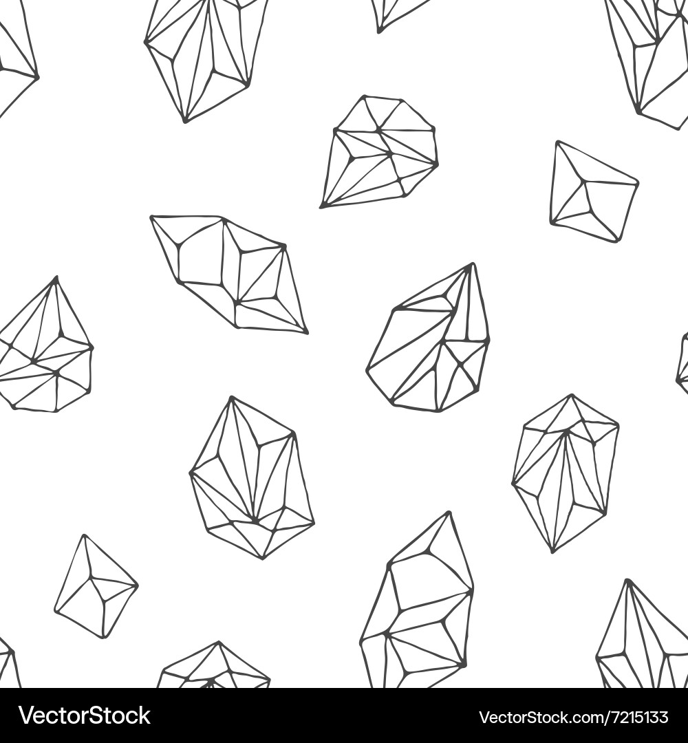 Crystals - seamless hand drawn pattern Royalty Free Vector