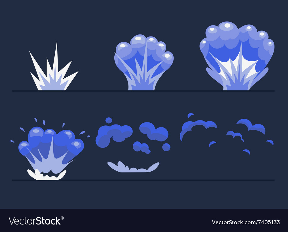 Explosion cartoon explode effect animation Vector Image