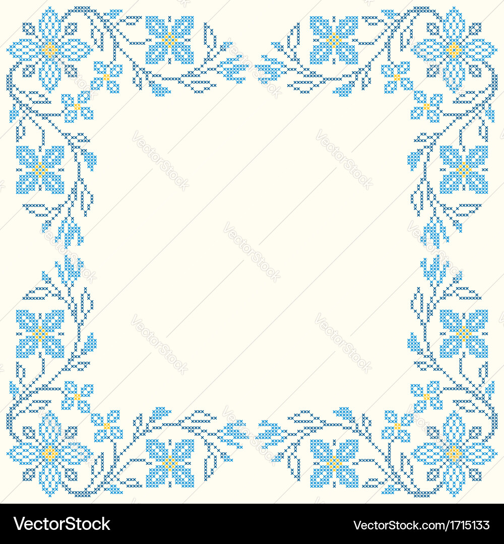 Floral Ukrainian Embroidery Frame Royalty Free Vector Image