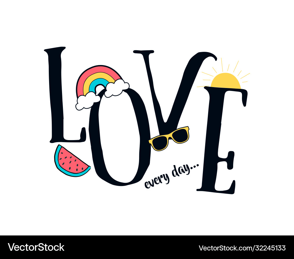 Love slogan and patches Royalty Free Vector Image