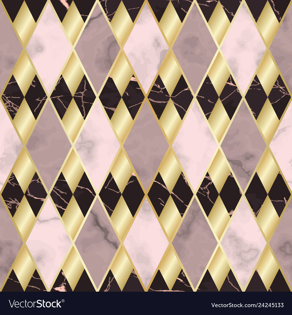 Marble and gold luxury geometric seamless pattern Vector Image