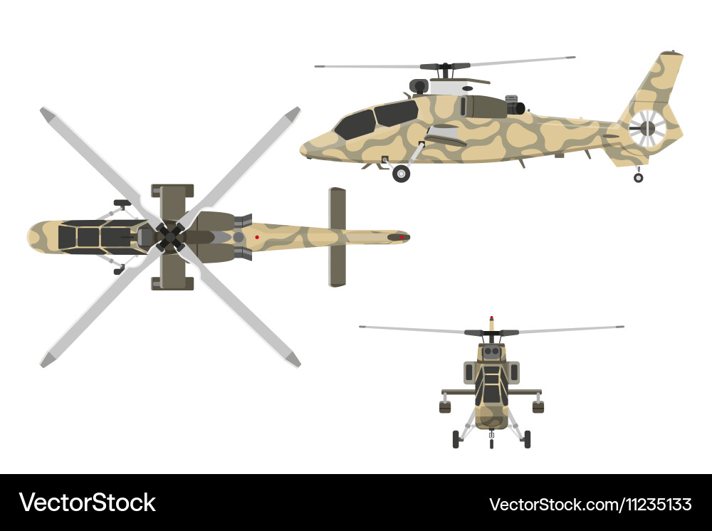 Military helicopter in flat style Royalty Free Vector Image
