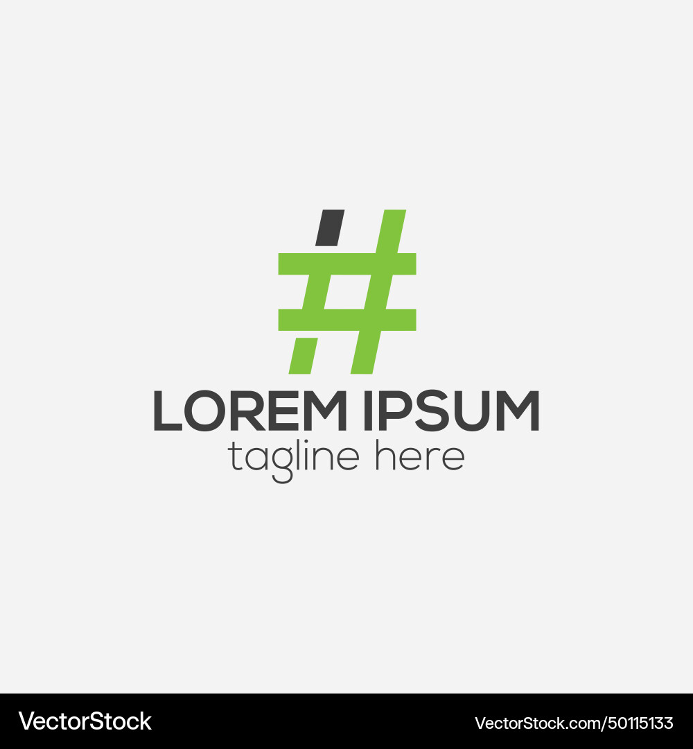 Minimalist hashtag symbol logo design template Vector Image