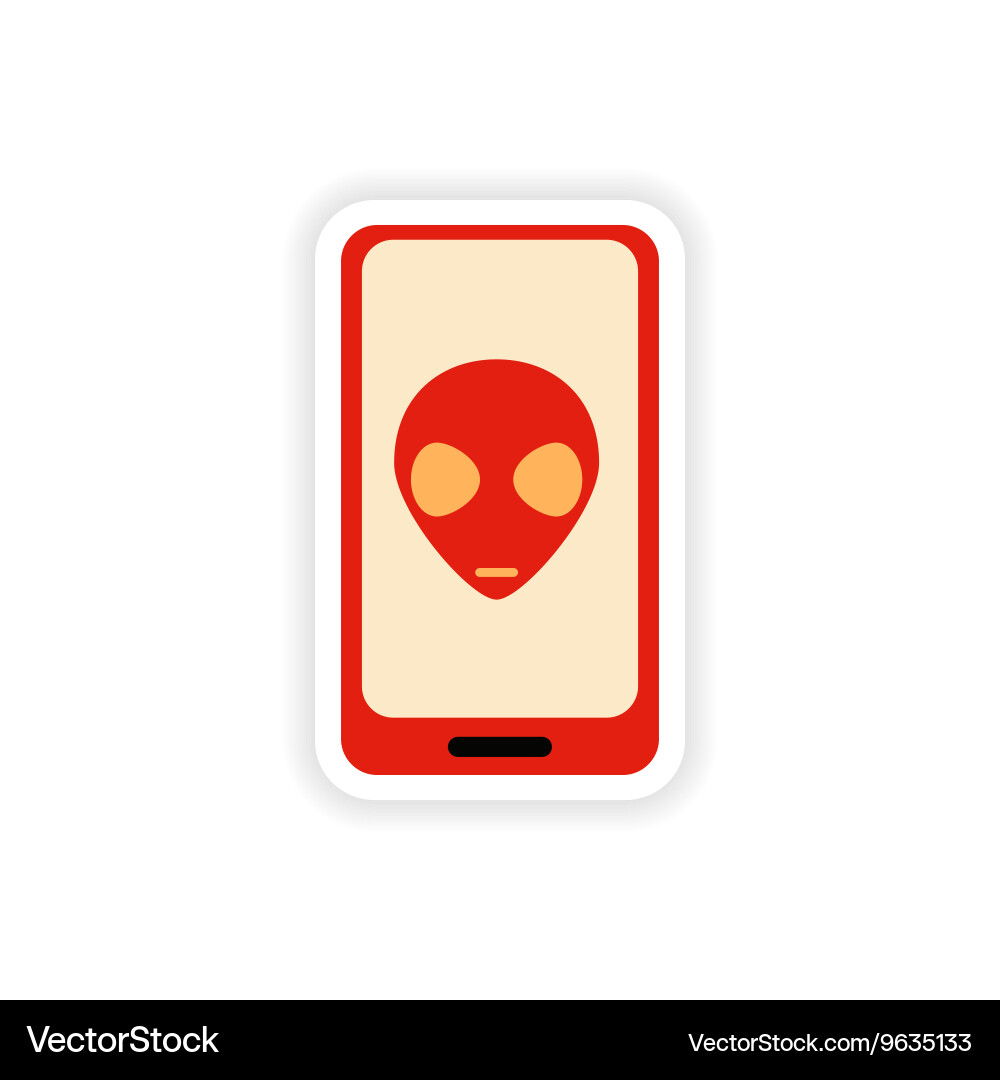 Paper sticker on white background mobile phone Vector Image