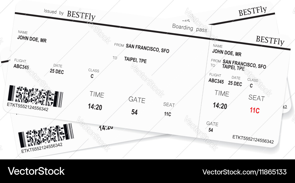 Pattern of airline boarding pass ticket Royalty Free Vector