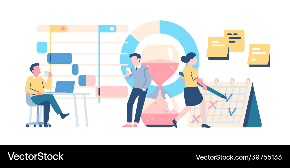 Time management office employees distribute tasks Vector Image