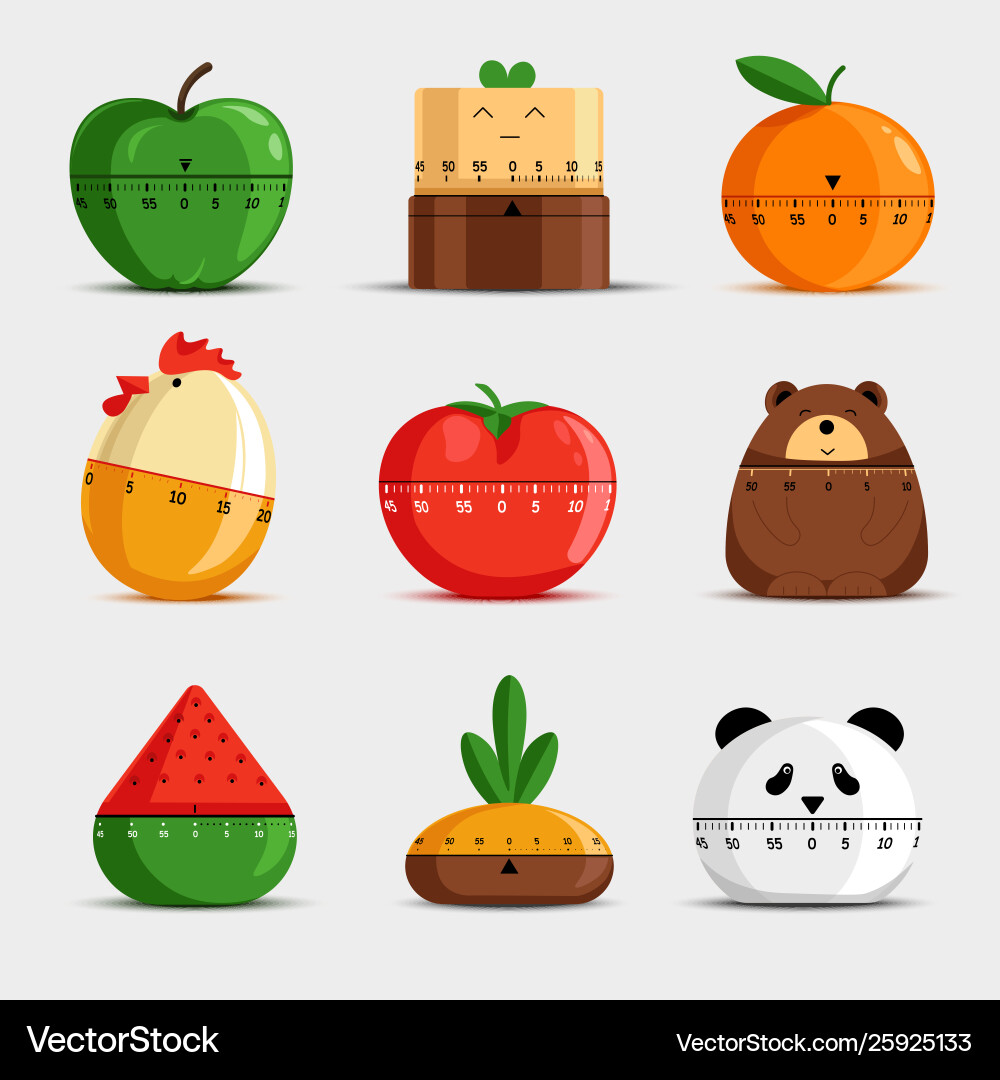 Timers and time measuring tools isolated icons Vector Image