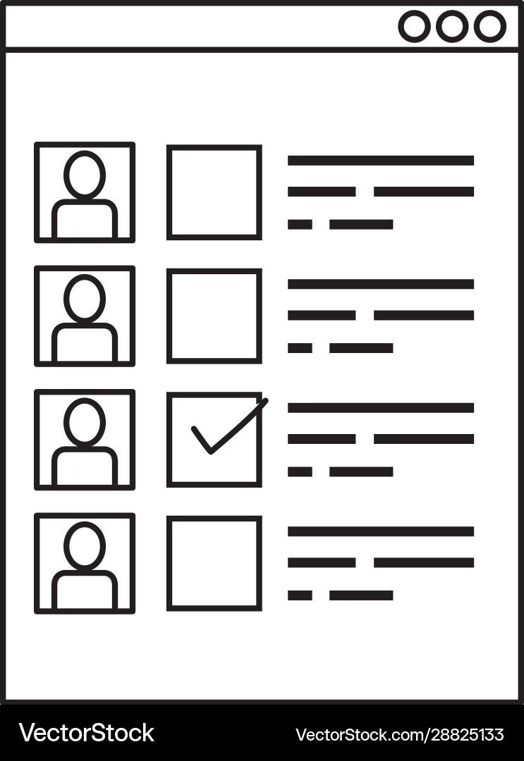 Vote form with candidates isolated icon Royalty Free Vector