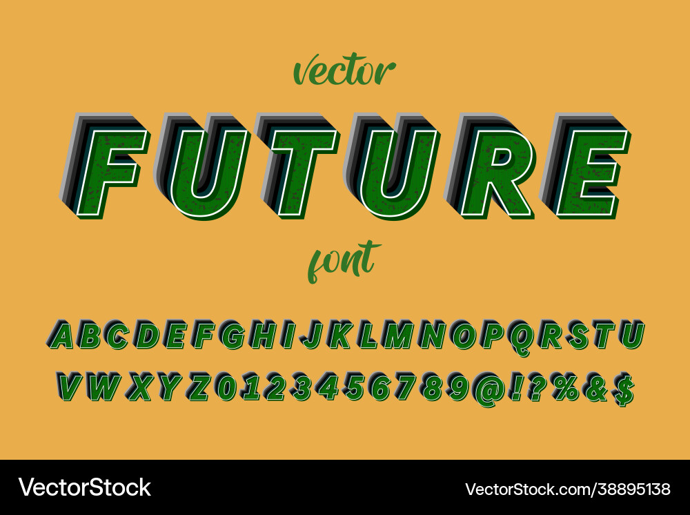 Alphabet design retro font typeface orange Vector Image