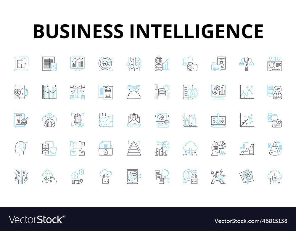 Business intelligence linear icons set analytics Vector Image Business intelligence linear icons set analytics Vector Image