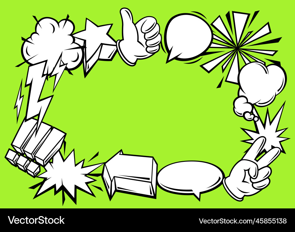 Frame with comic speech bubbles signs and symbols Vector Image