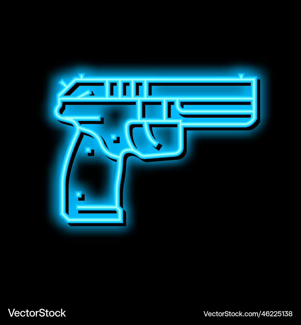 Gun weapon neon glow icon Royalty Free Vector Image