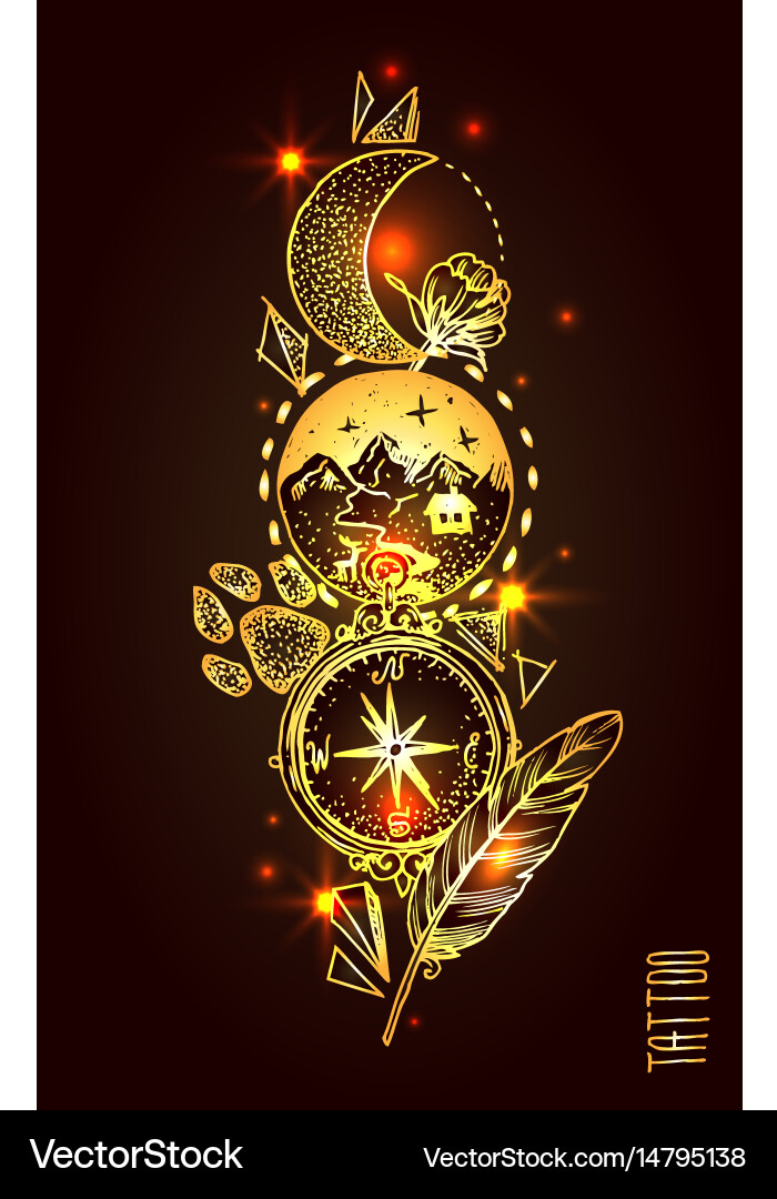 Hand drwan sketch tattoo style Royalty Free Vector Image