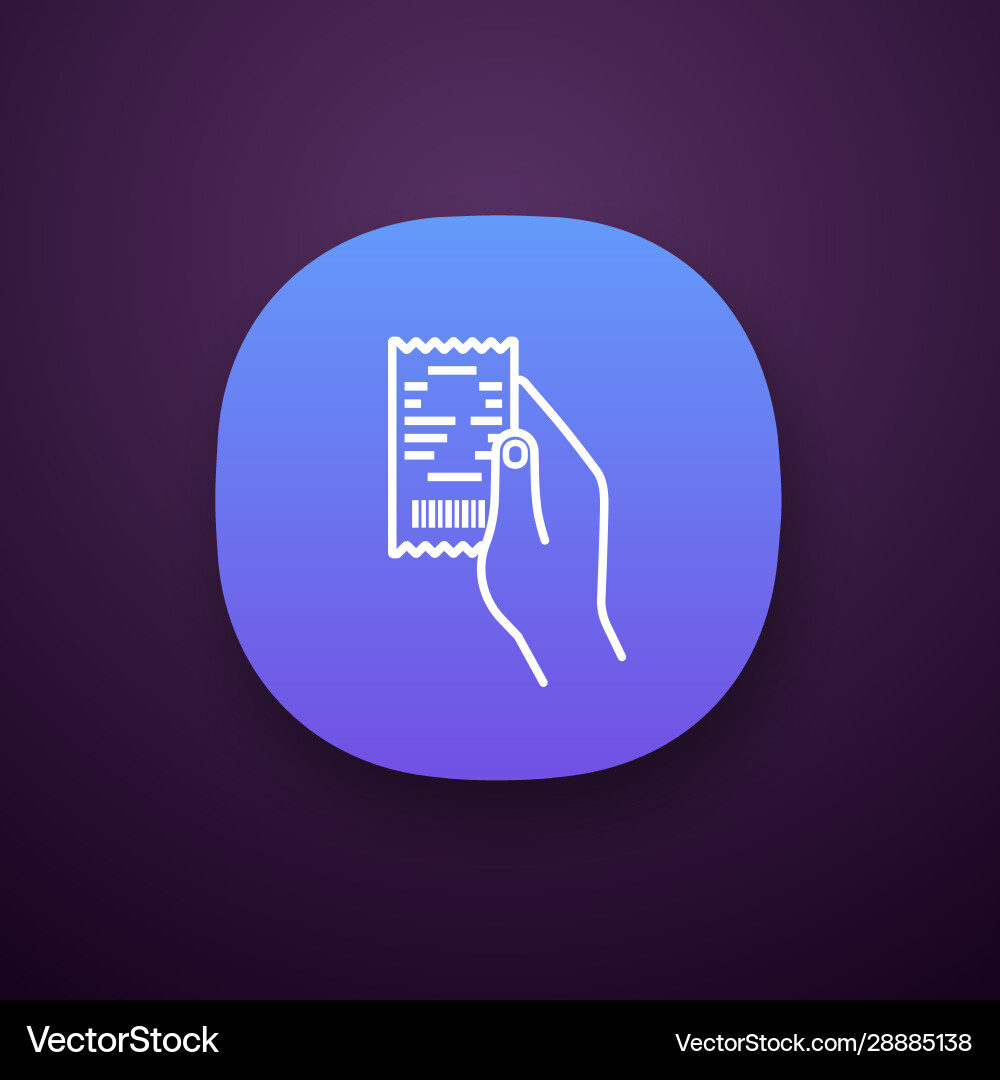 Hand holding cash receipt app icon Royalty Free Vector Image