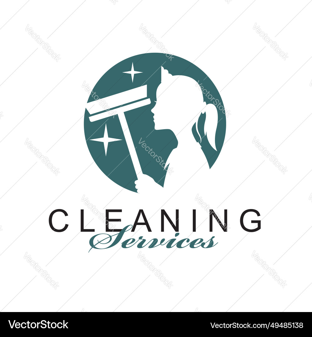 House maid lady emblem Royalty Free Vector Image