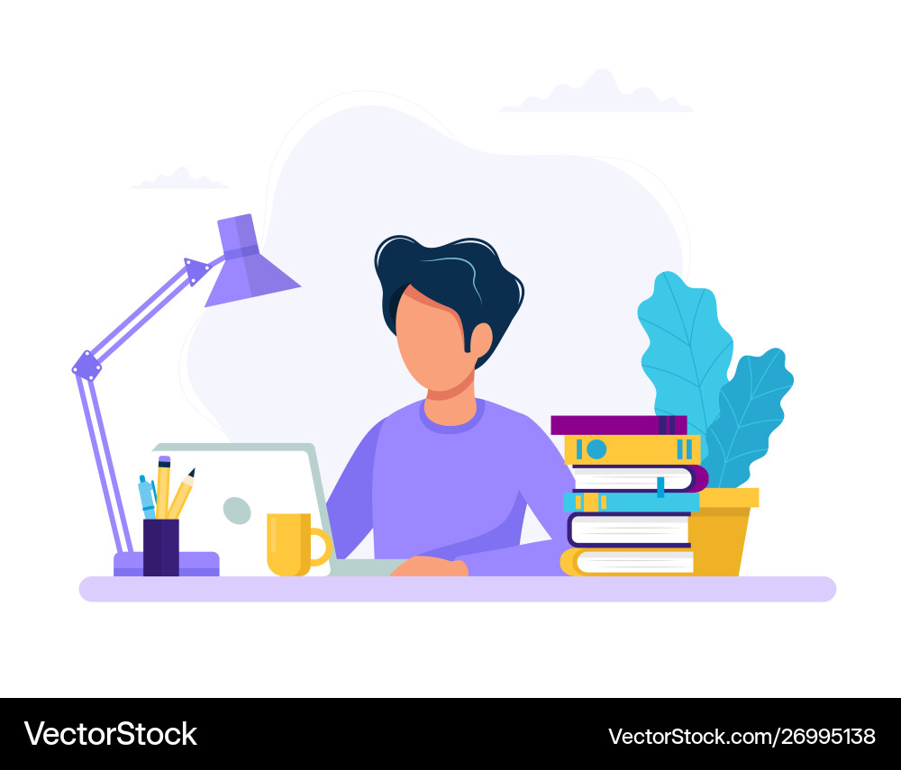 Man with laptop education or working concept Vector Image