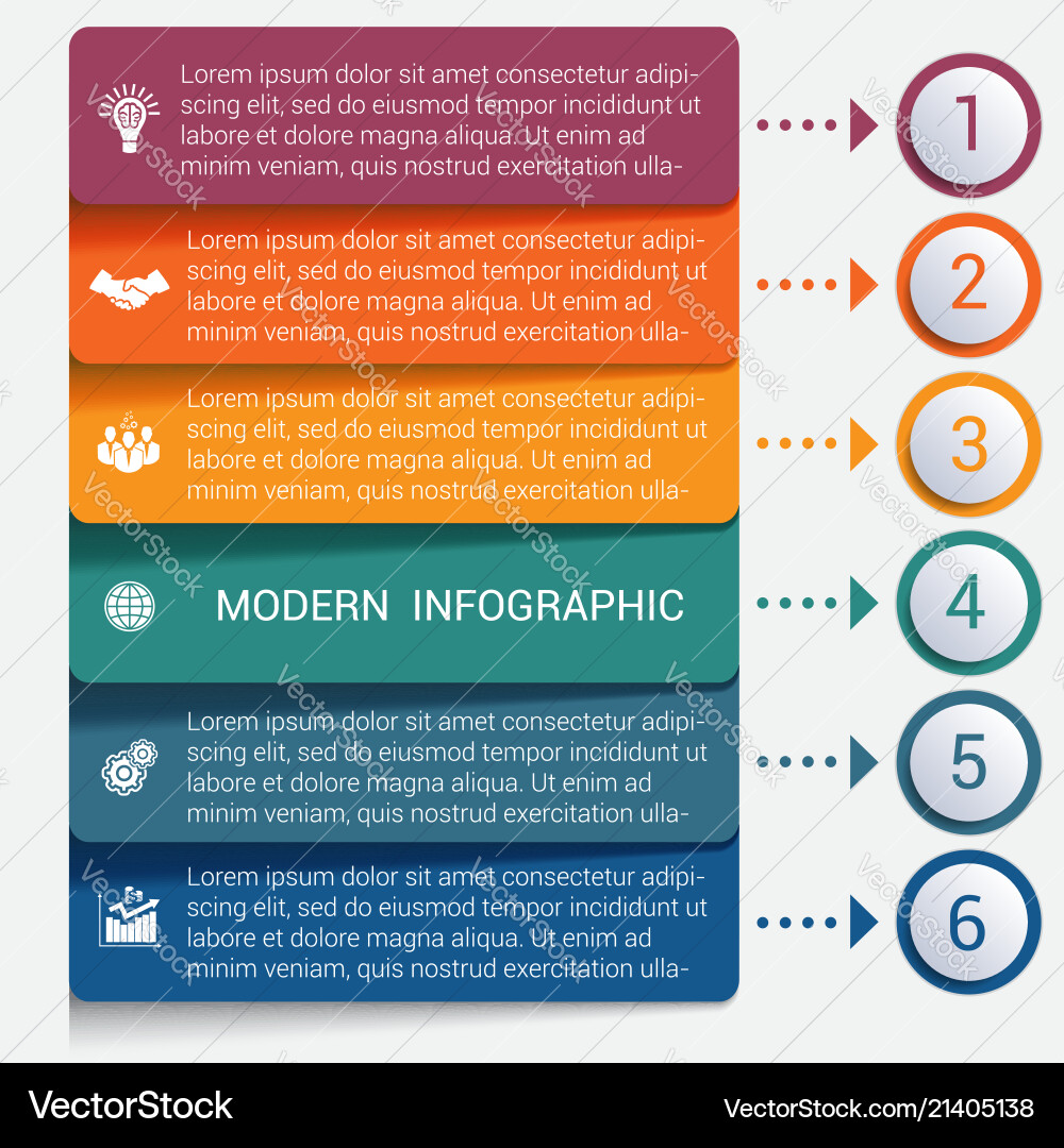 Modern strips infographics 6 options banner Vector Image