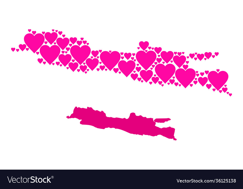 Pink valentine pattern map java island Royalty Free Vector