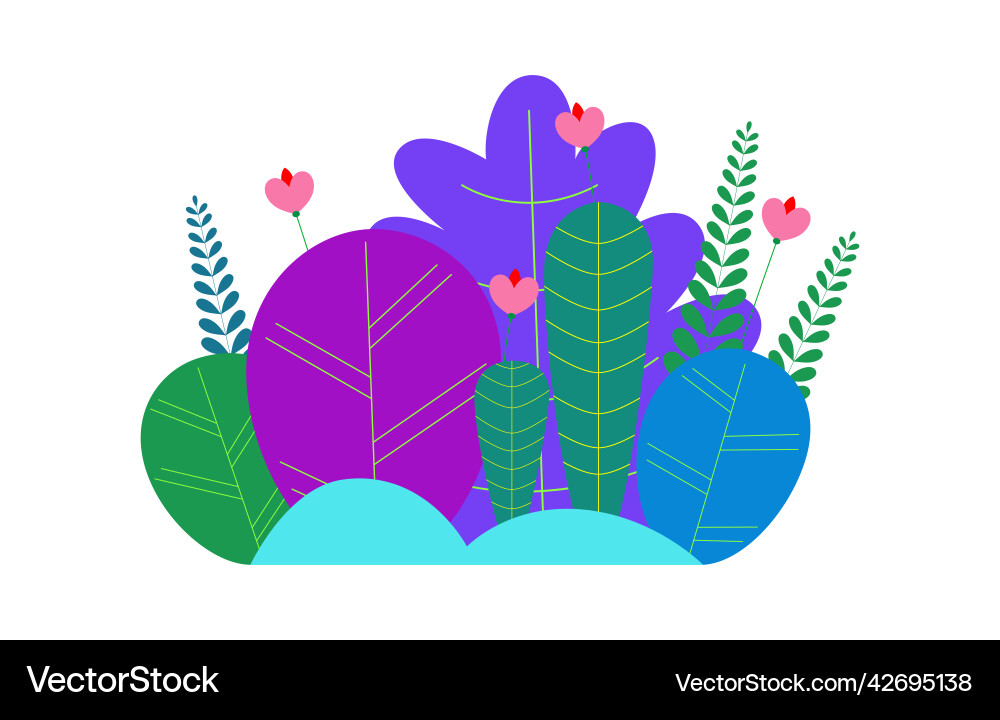 Trendy neon gradient plants and leaves Royalty Free Vector