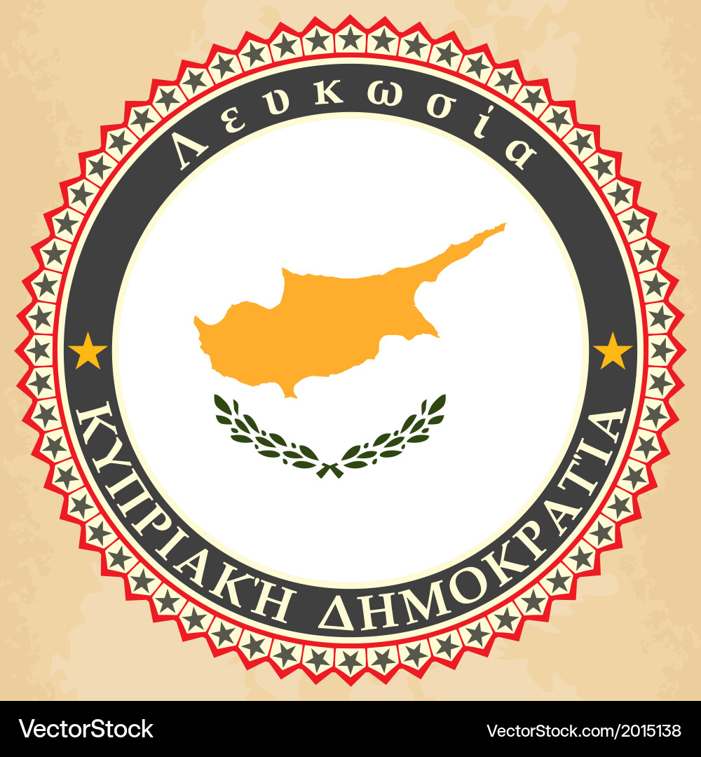 Vintage label cards cyprus flag Royalty Free Vector Image