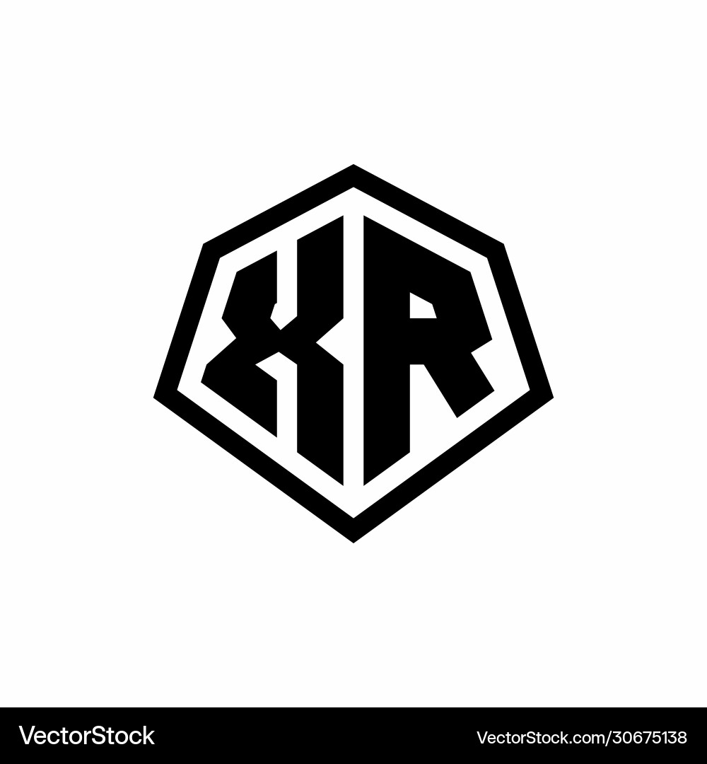 Xr monogram logo with hexagon shape and line Vector Image