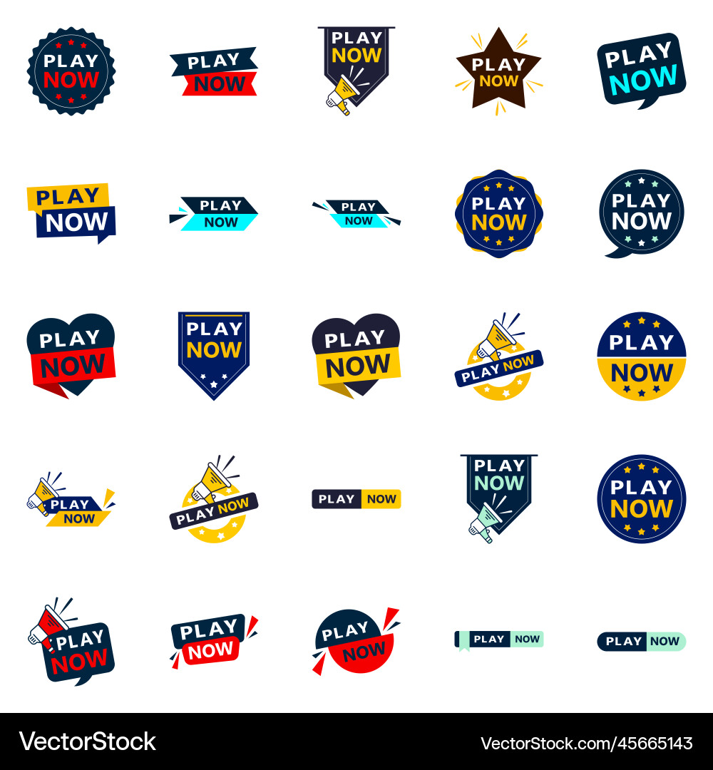 25 professional play now banners to elevate your Vector Image