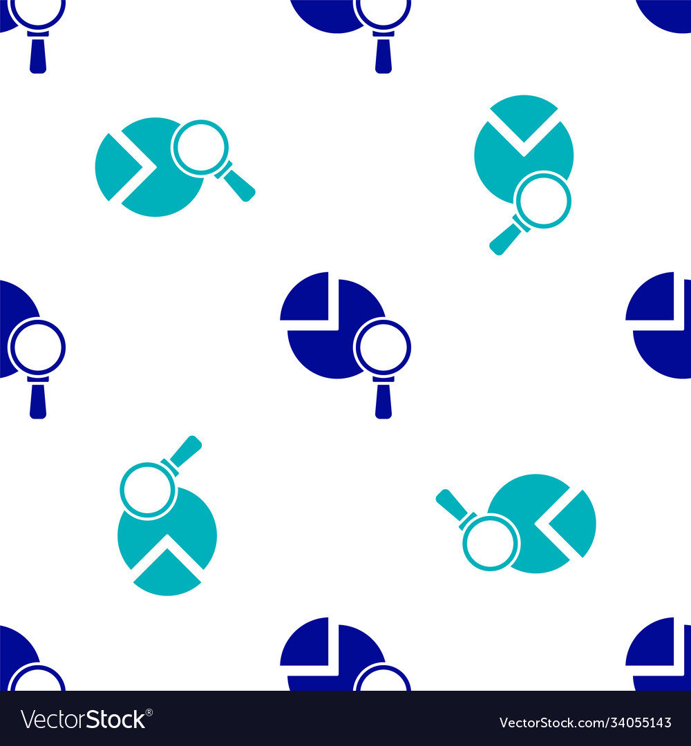 Blue magnifying glass and data analysis icon Vector Image