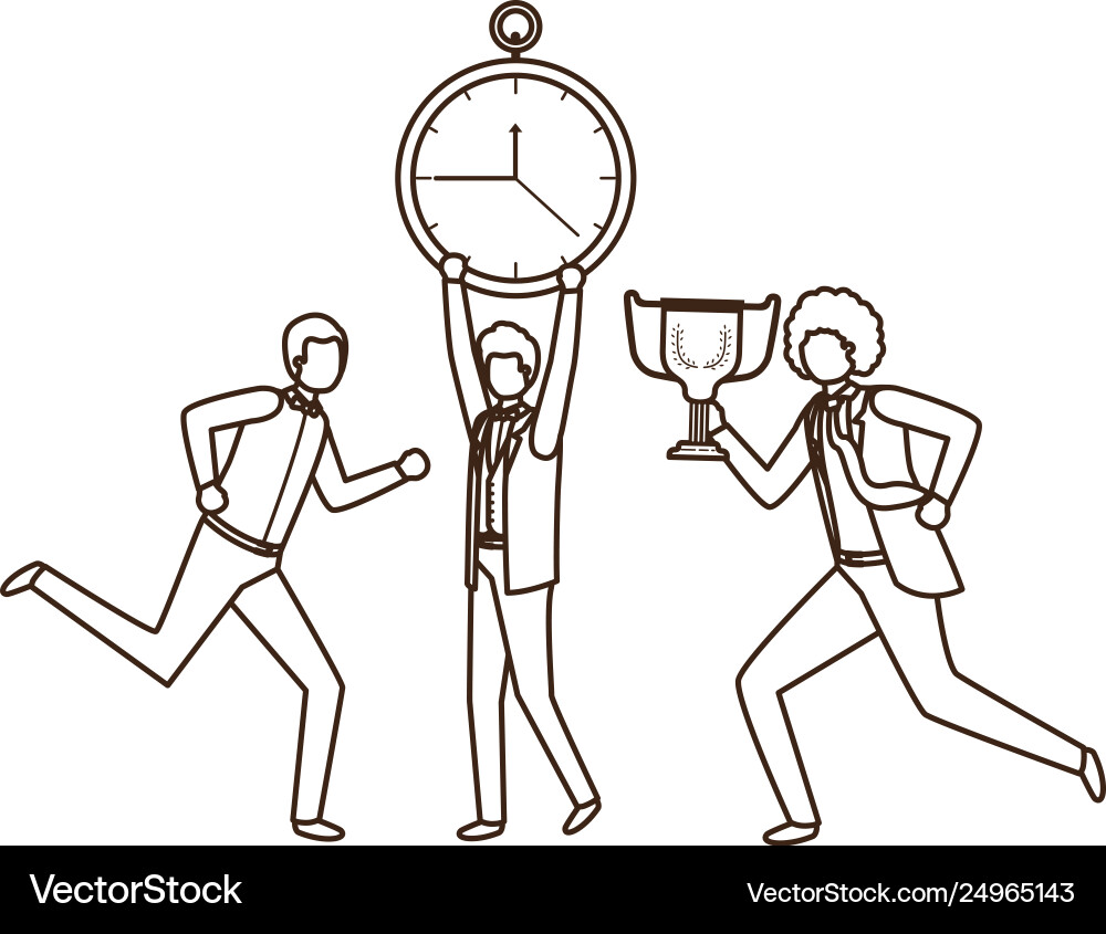 Businessmen with clock and trophy avatar character