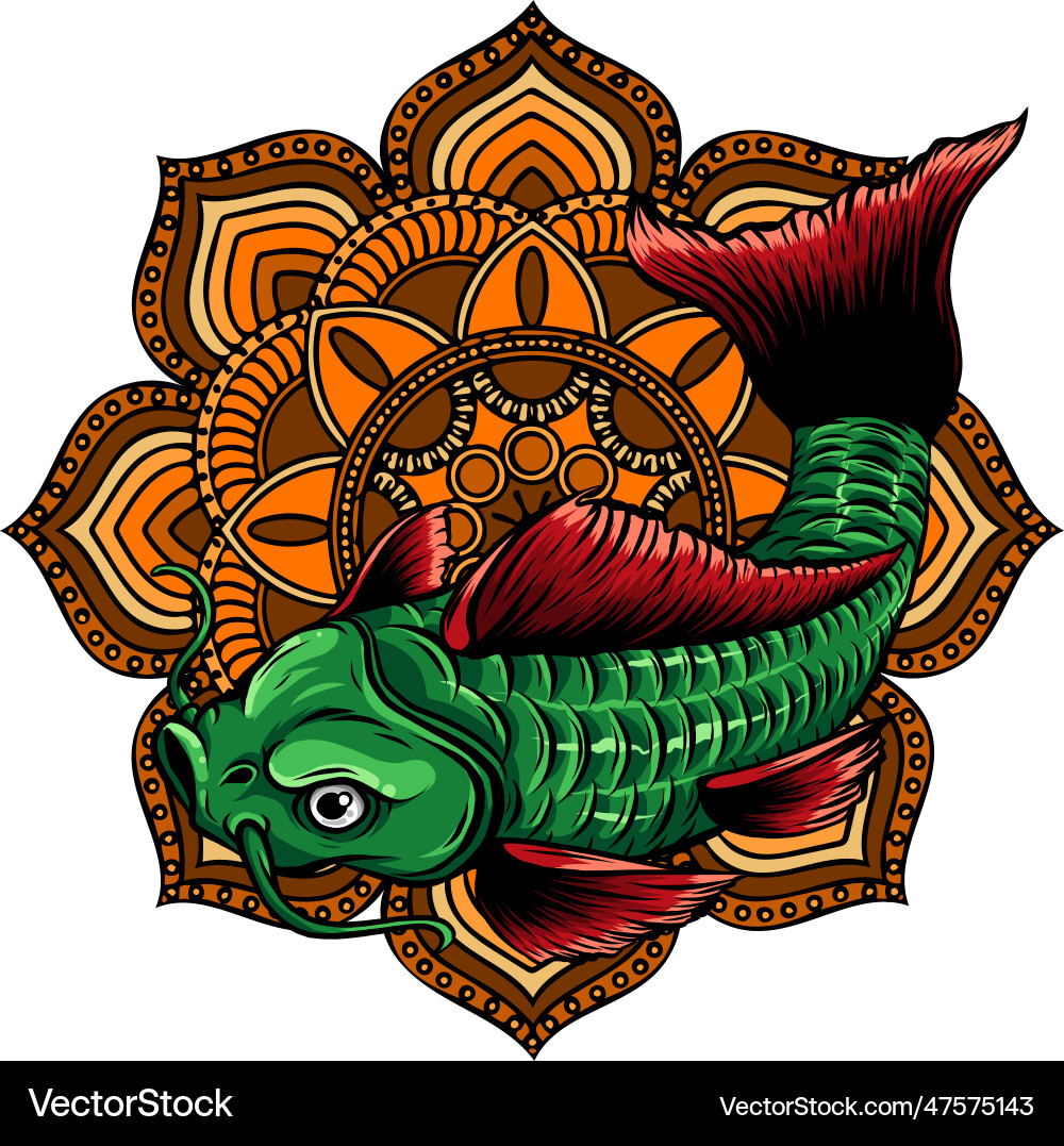 Colored draw of carp fish Royalty Free Vector Image