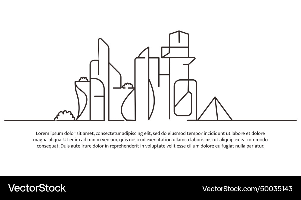 Continuous line design of cityscape friendly Vector Image
