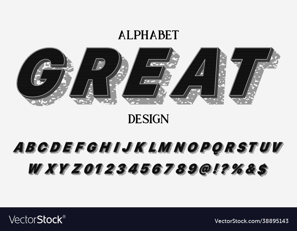 Font Alphabet Shadow Effect Typeface White Vector Image