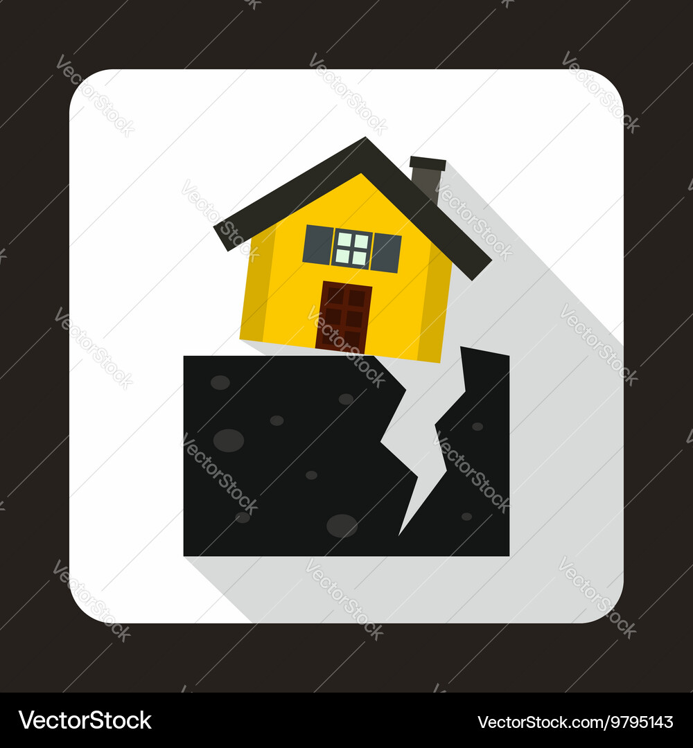 House after an earthquake icon flat style Vector Image